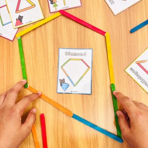 Popsicle Stick 2D Shapes Activity, Montessori Printable Game for Kids ...