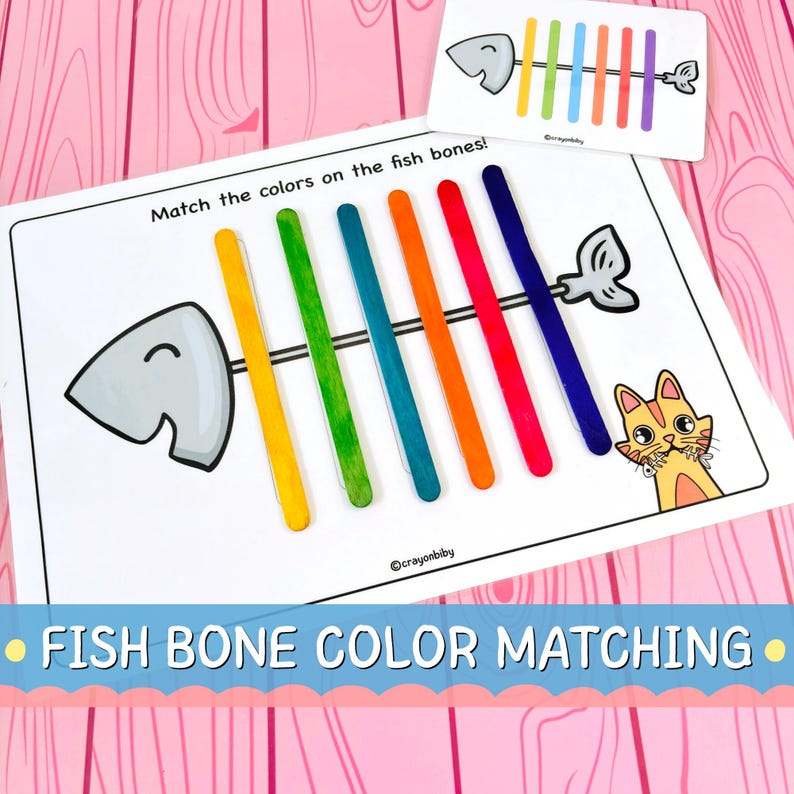 Fish Bone Color Matching Game | Preschool Learning (PDF Pattern) - Etsy