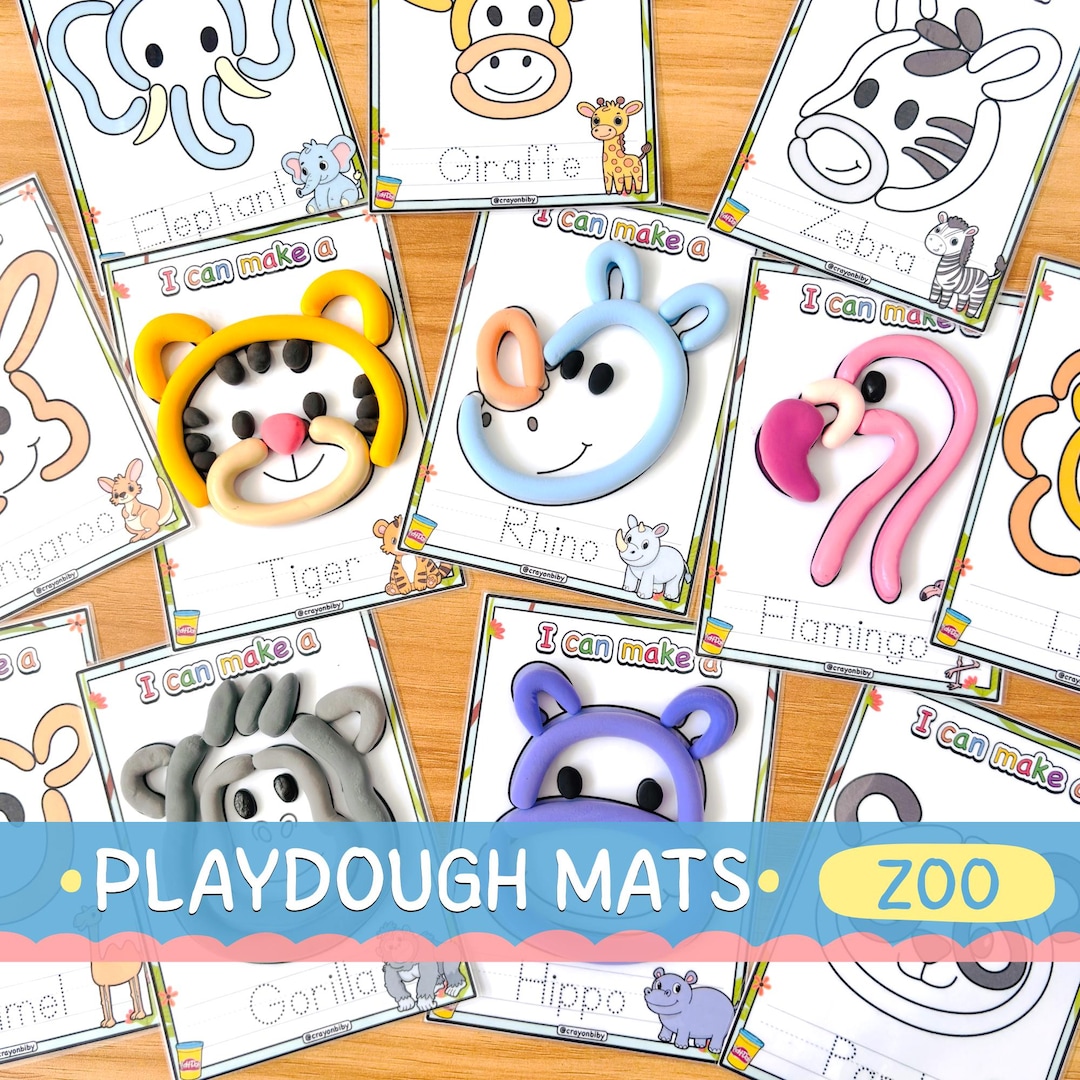 Zoo Play Dough Mats Printable, Toddler Animal Activity, Preschool ...