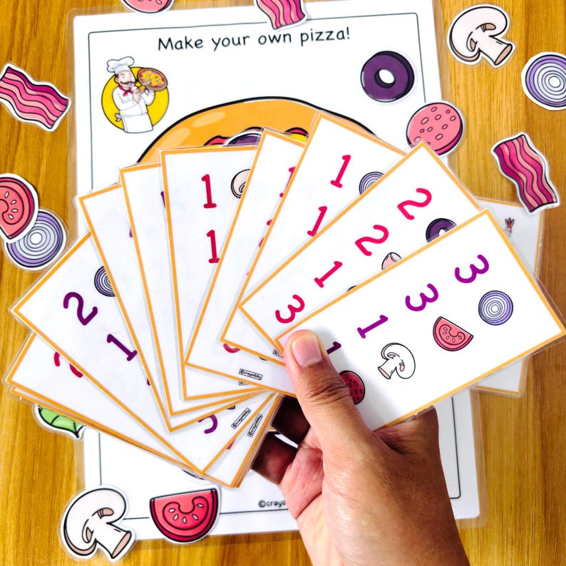 Pizza Math Counting Activity for Kids Printable, Fun Number Game for ...