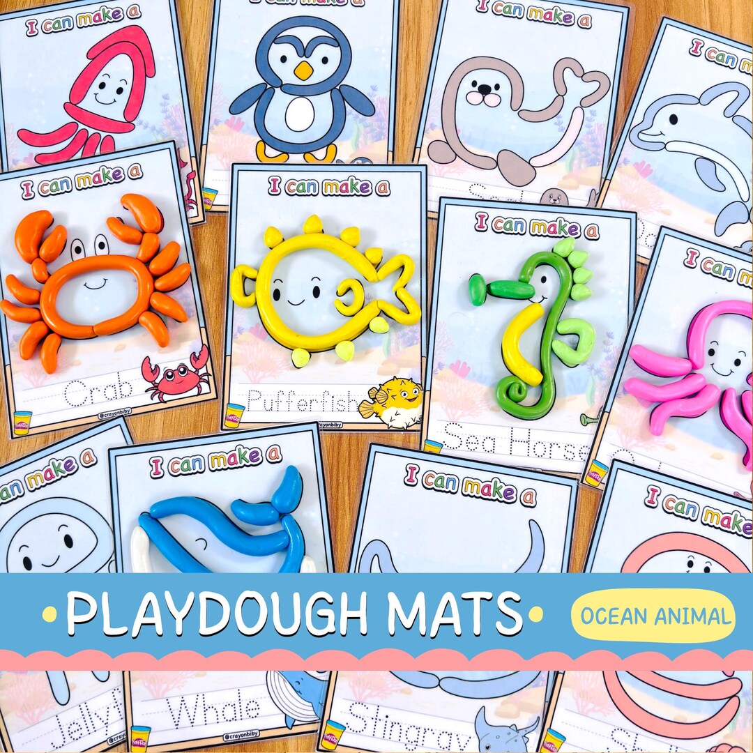 Ocean Animal Play Dough Mats for Kids, Sea Creature Fine Motor Activity ...