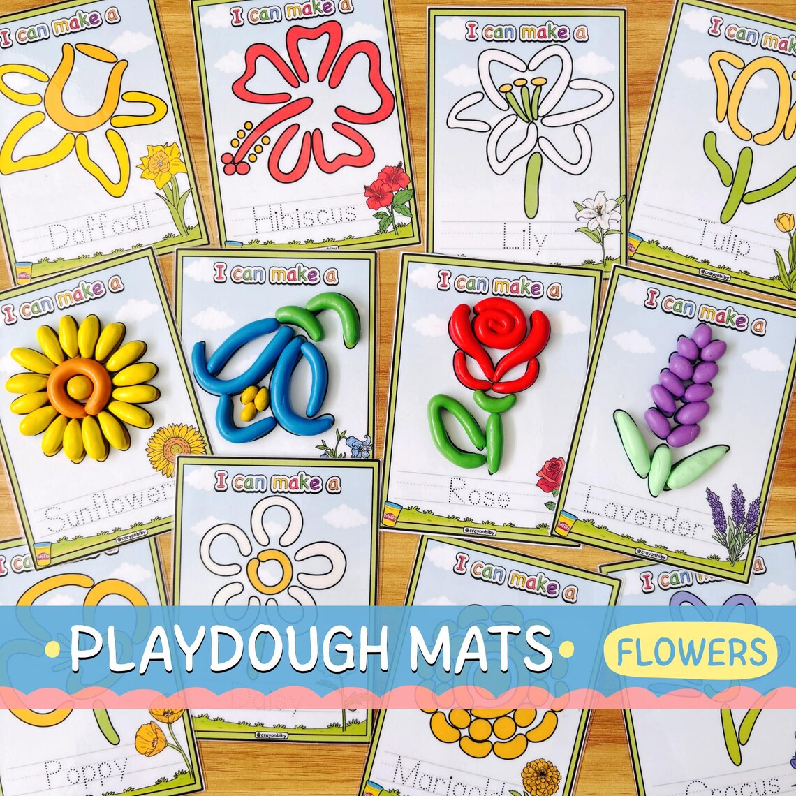 Flower Playdough Mats, Fine Motor Skills Activity (printable PDF) - Etsy