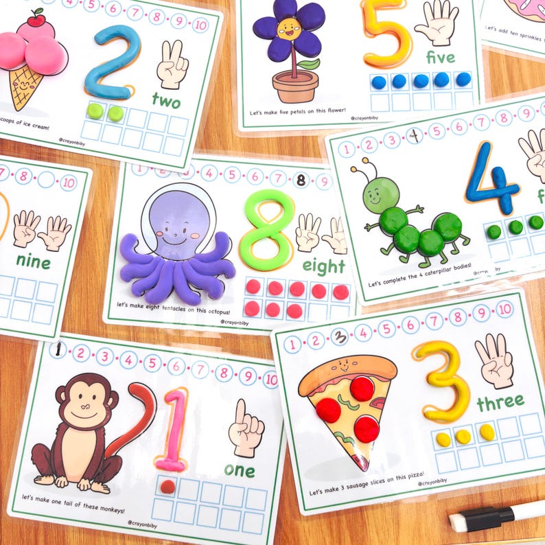Preschool Number Playdough Mats 1-10: Montessori Math Printable (PDF ...