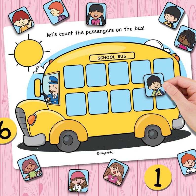 Bus Counting 1–10 Printable | Number Matching Activity for Preschool ...