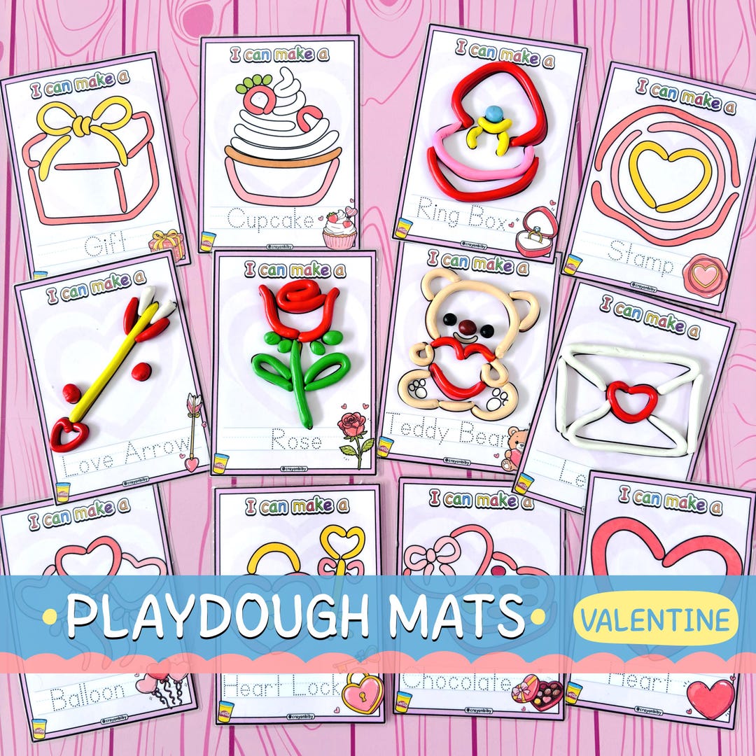 Valentine Play Dough Mats Printable | Fine Motor Activity for Toddlers ...