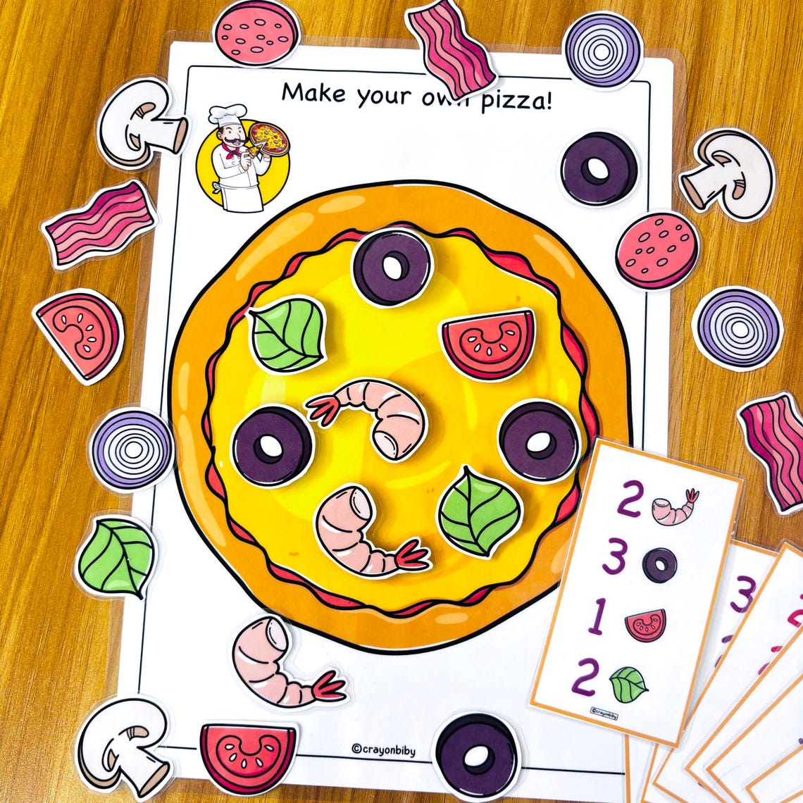 Pizza Math Counting Activity for Kids Printable, Fun Number Game for ...