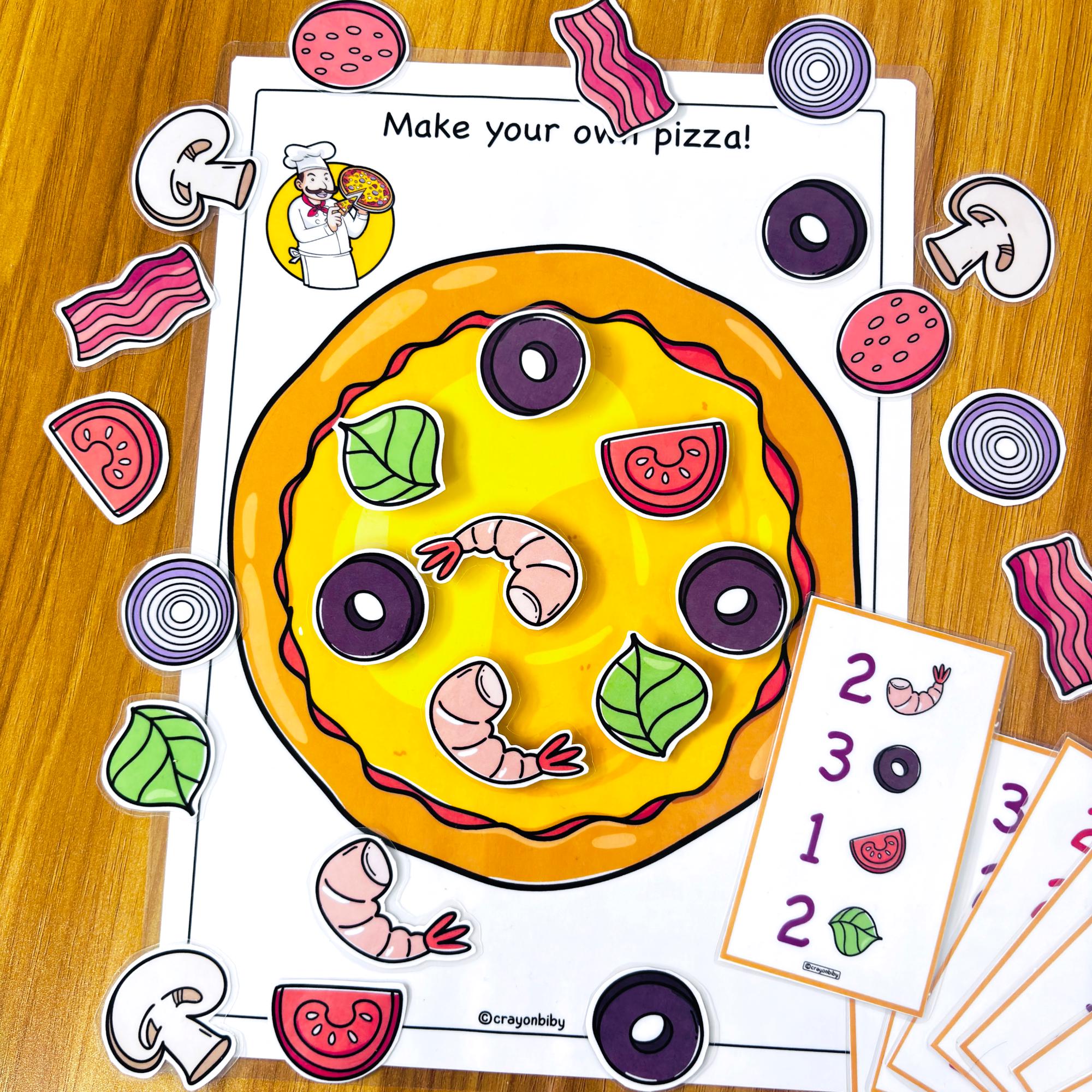 Pizza Math Counting Activity for Kids Printable, Fun Number Game for ...