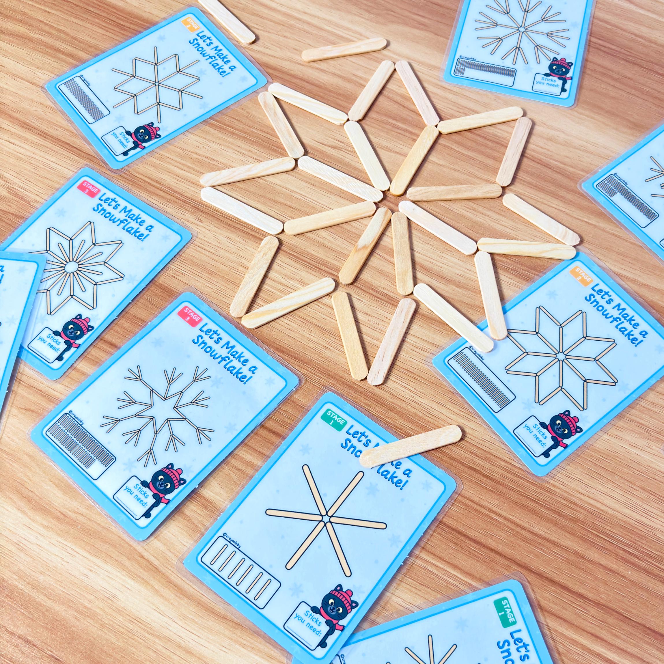 Popsicle Stick Snowflake Activity | Winter STEM Fine Motor | 1–3 Stages ...