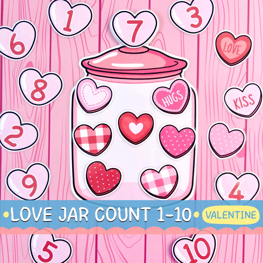 Love Jar Counting 1–10 Printable | Valentine Counting Activity for ...