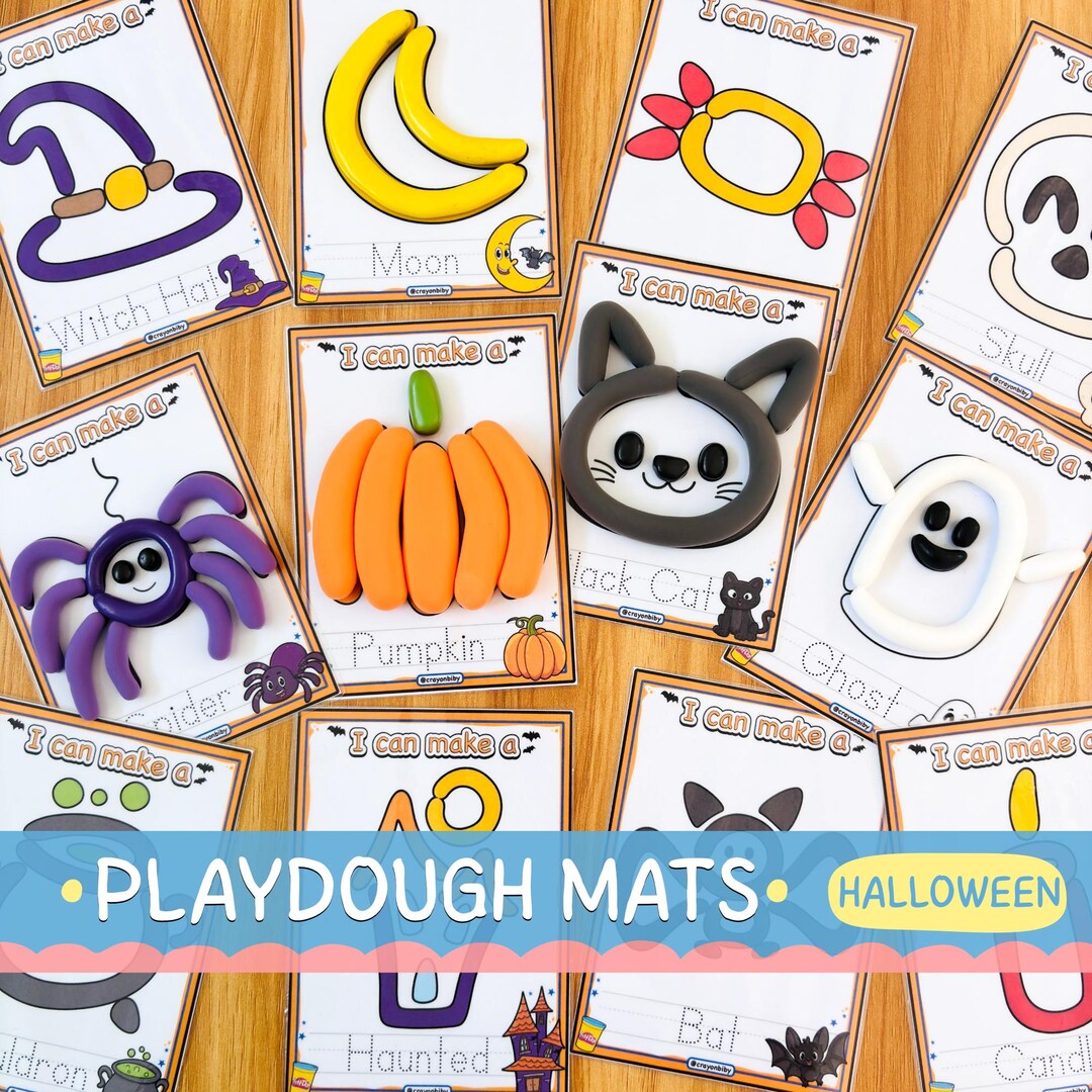 Halloween Play Dough Mats, Printable Sensory Activity for Kids, Fine ...