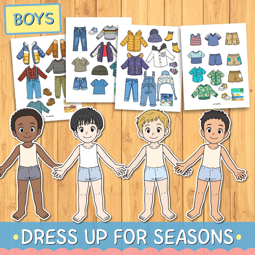 Boys Dress up Printable | Seasonal Clothing Activity for Kids | Paper ...