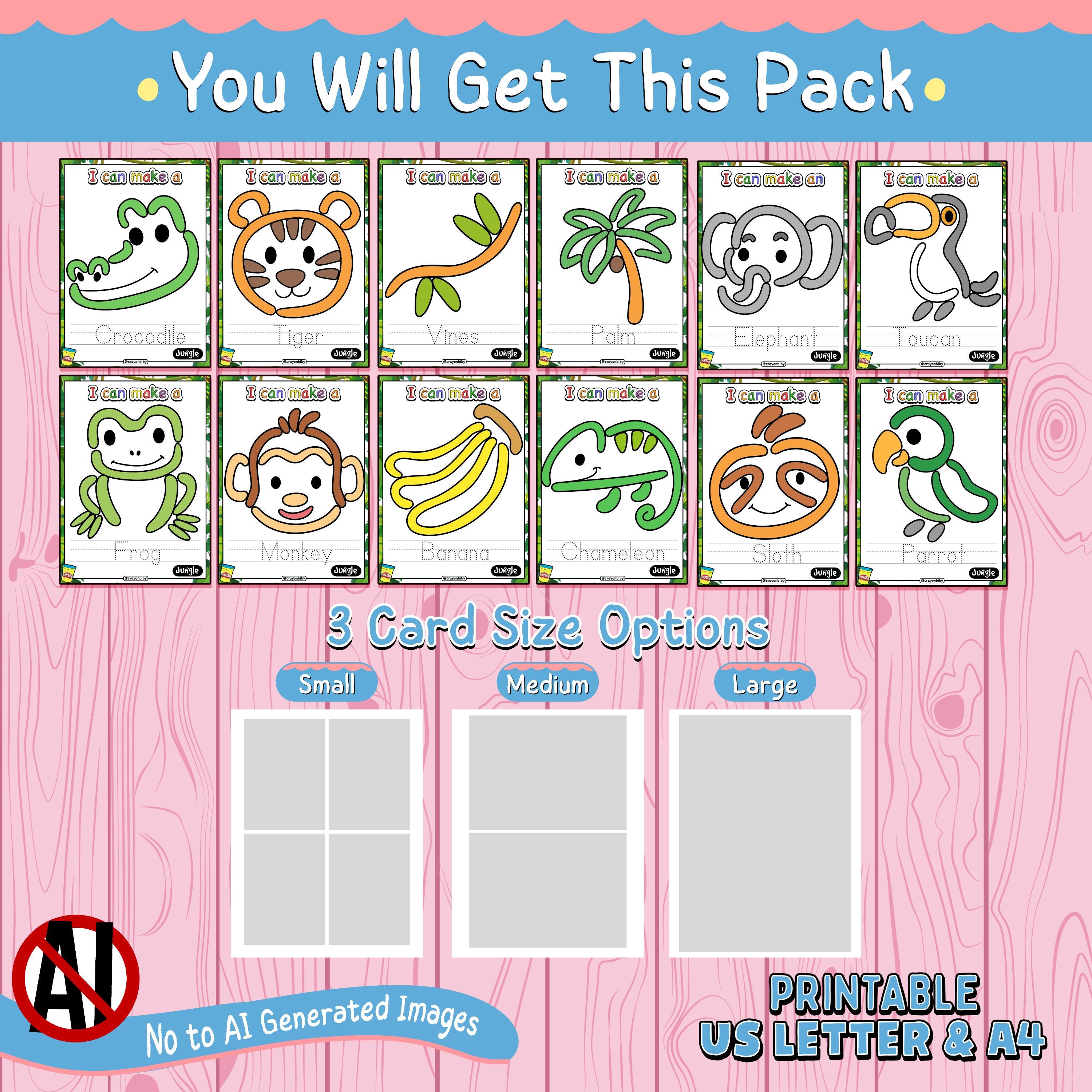 Jungle Play Dough Mats Printable | Fine Motor Jungle Animal Activity ...