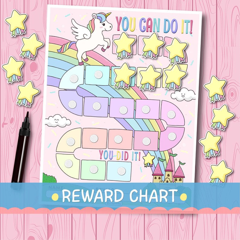 Magical Unicorn Reward Chart Printable Behavior Tracker for Girls Help ...