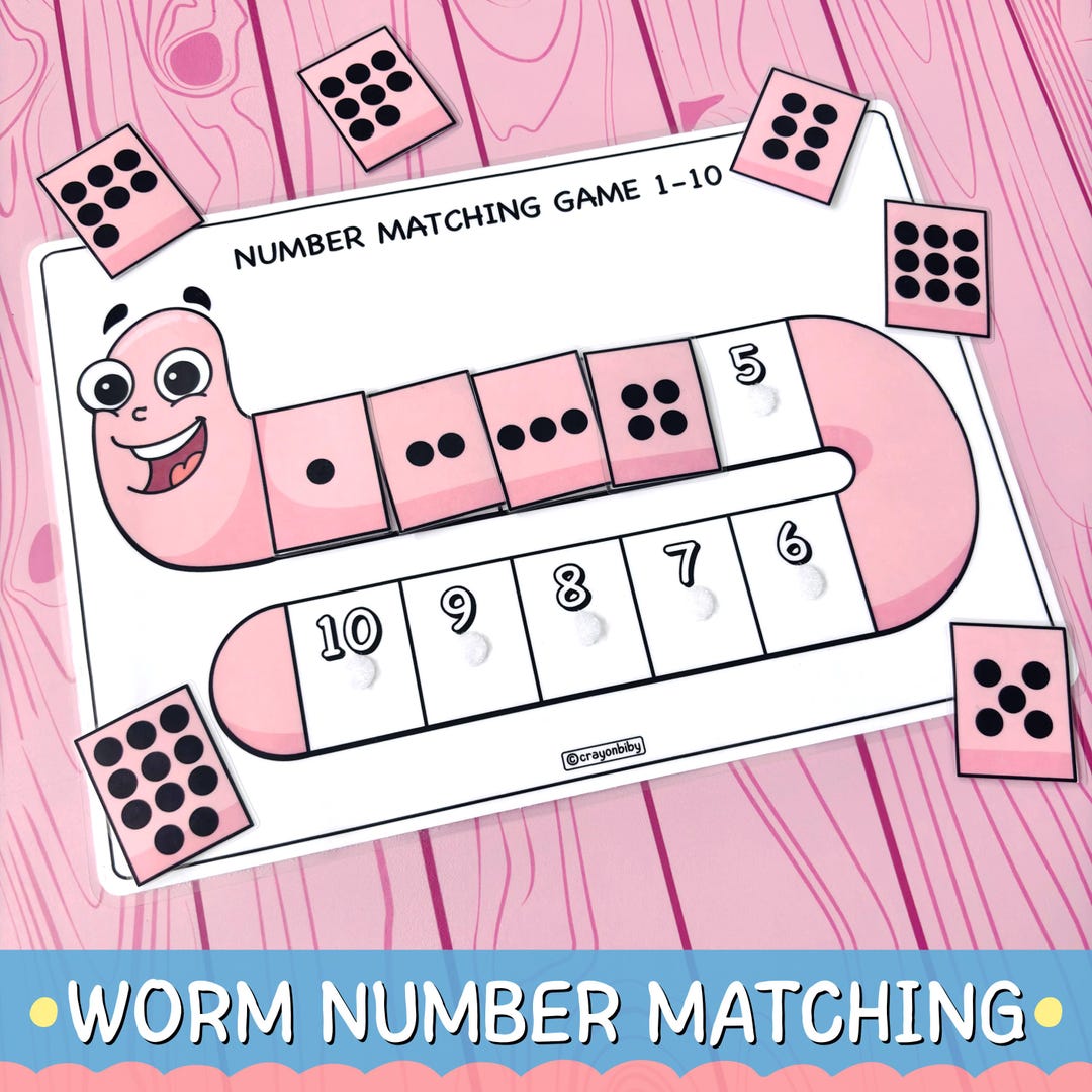 Worm Number Matching Game 1-10 – Preschool Math Activity Printable ...