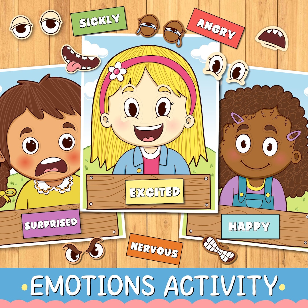 Printable Emotions Activity: Girls' Face Matching Game (digital ...