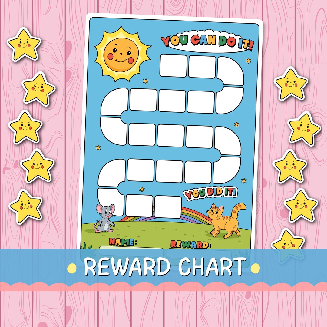 Printable Kids Reward Chart: Star Token Behavior Tracker (digital ...