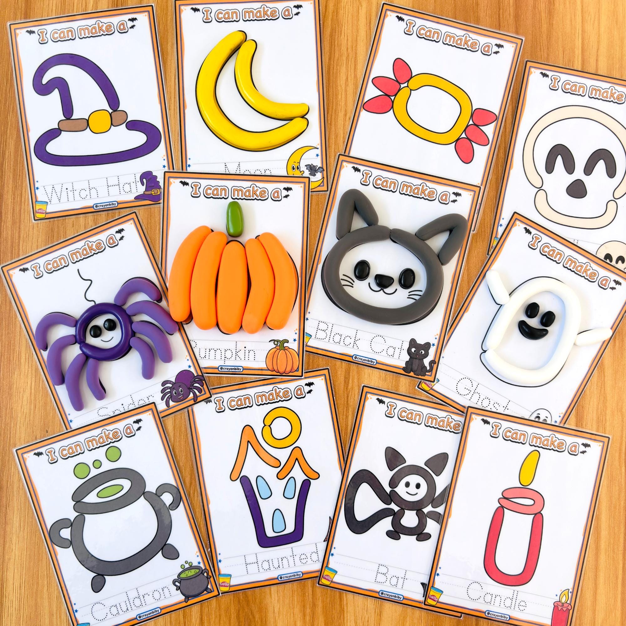 Halloween Play Dough Mats, Printable Sensory Activity for Kids, Fine ...