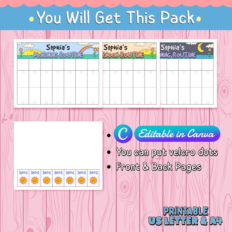 Editable Daily Routine Chart for Kids | Morning Afternoon Evening ...