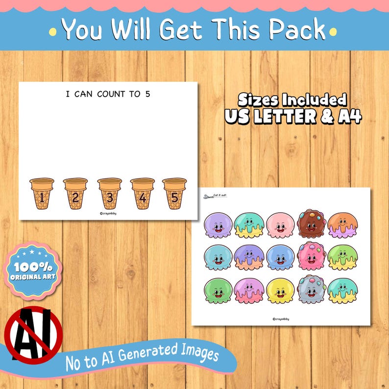 Ice Cream Counting Printable 1–5, Preschool Math Activity for Kids, Fun ...