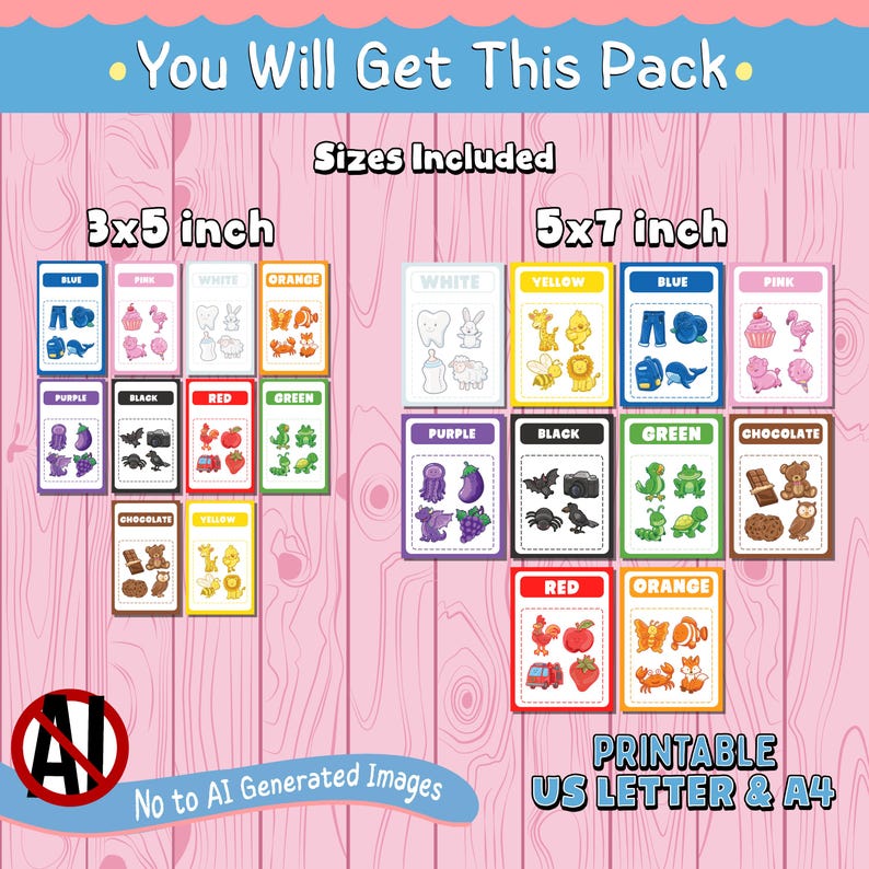 Color Flashcards for Kids | 12 Colors Sorting Cards | Preschool ...