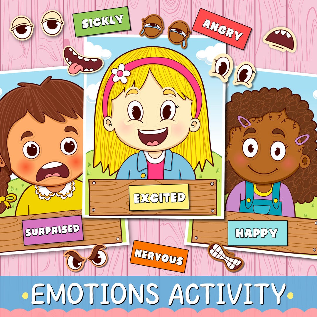 Printable Emotions Activity: Girls' Face Matching Game (digital ...