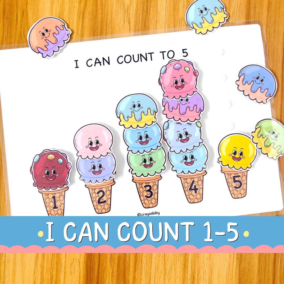 Ice Cream Counting Printable 1–5, Preschool Math Activity for Kids, Fun ...