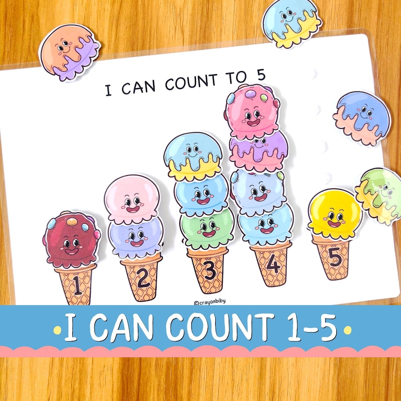 Ice Cream Counting Printable 1–5, Preschool Math Activity for Kids, Fun ...