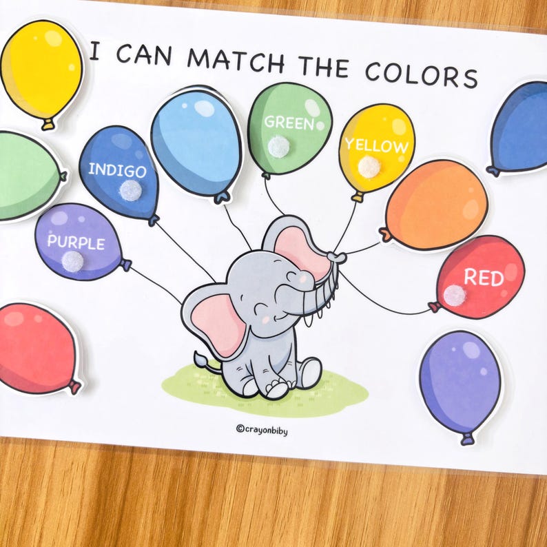 Color Matching Activity for Kids Printable, Balloon Theme Preschool ...