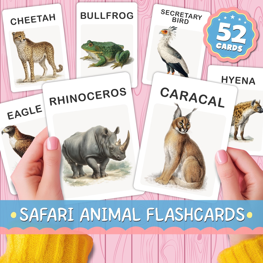 Safari Animal Flashcards Printable | Wild Animals Learning Cards for ...
