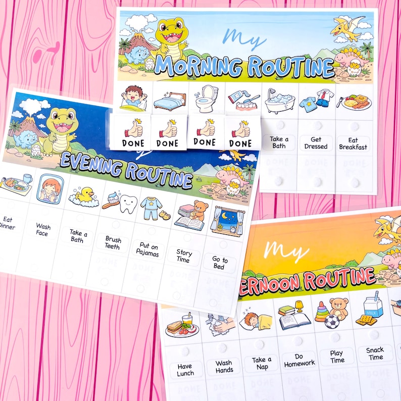 Dinosaur Daily Routine Chart | Kids Visual Schedule, Editable (digital ...