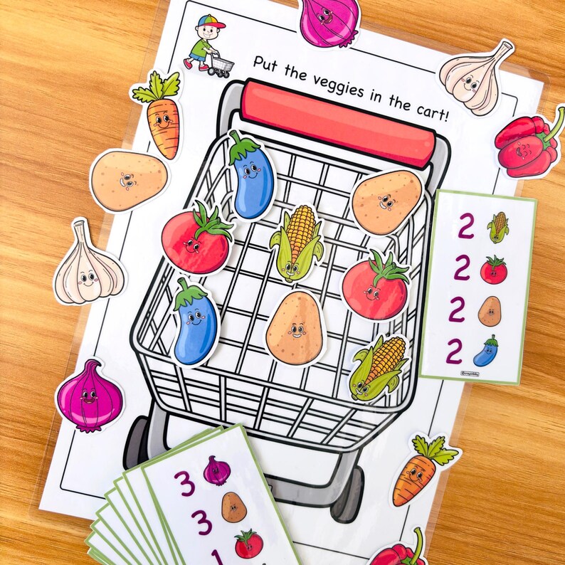 Grocery Shopping Math Game, Vegetable Counting Activity, Toddler ...