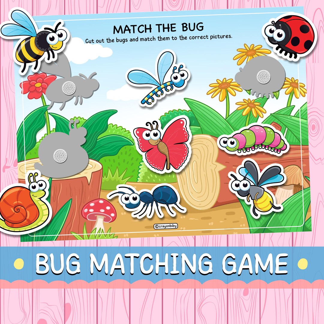 Bug Matching Game, Preschool Activity, Toddler Fine Motor Learning (PDF ...