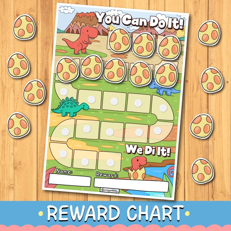 Dinosaur Reward Chart: Kids' Printable Behavior Tracker (digital ...