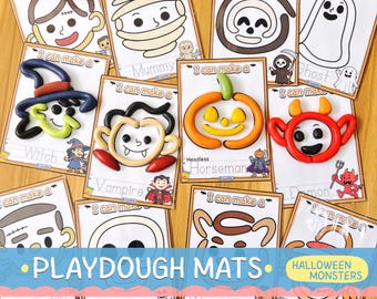 Halloween Play Dough Mats, Printable Sensory Activity for Kids, Fine ...