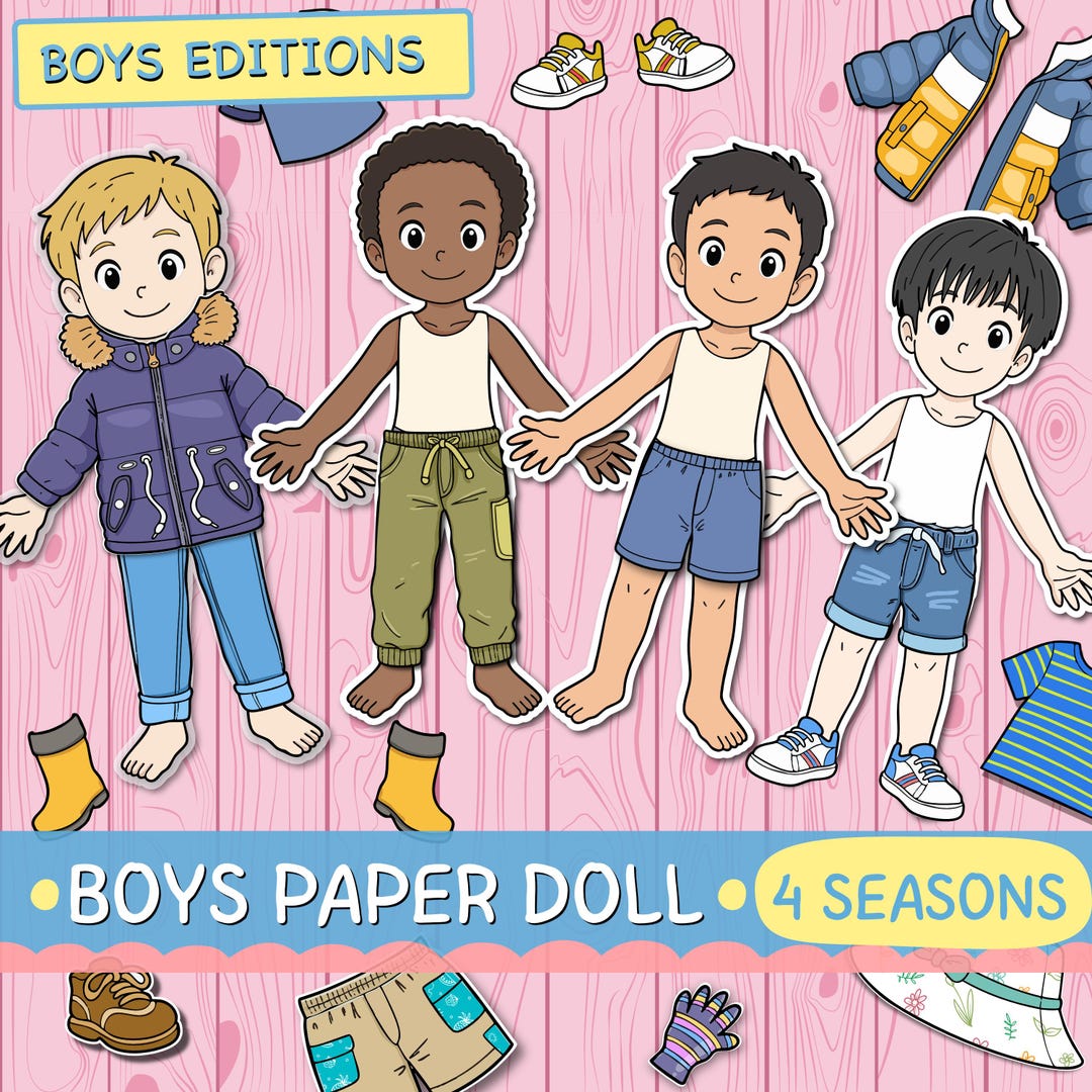 Boys Paper Doll | 4 Seasons Dress-up Activity (digital Download) - Etsy