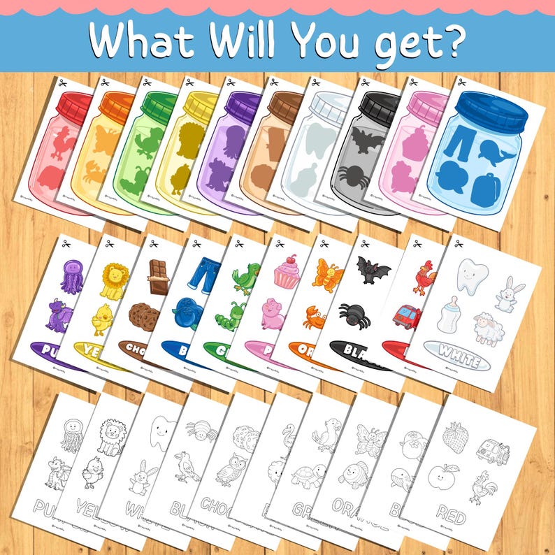 Color Sorting Jars Printable, Toddler Matching Game, Preschool ...