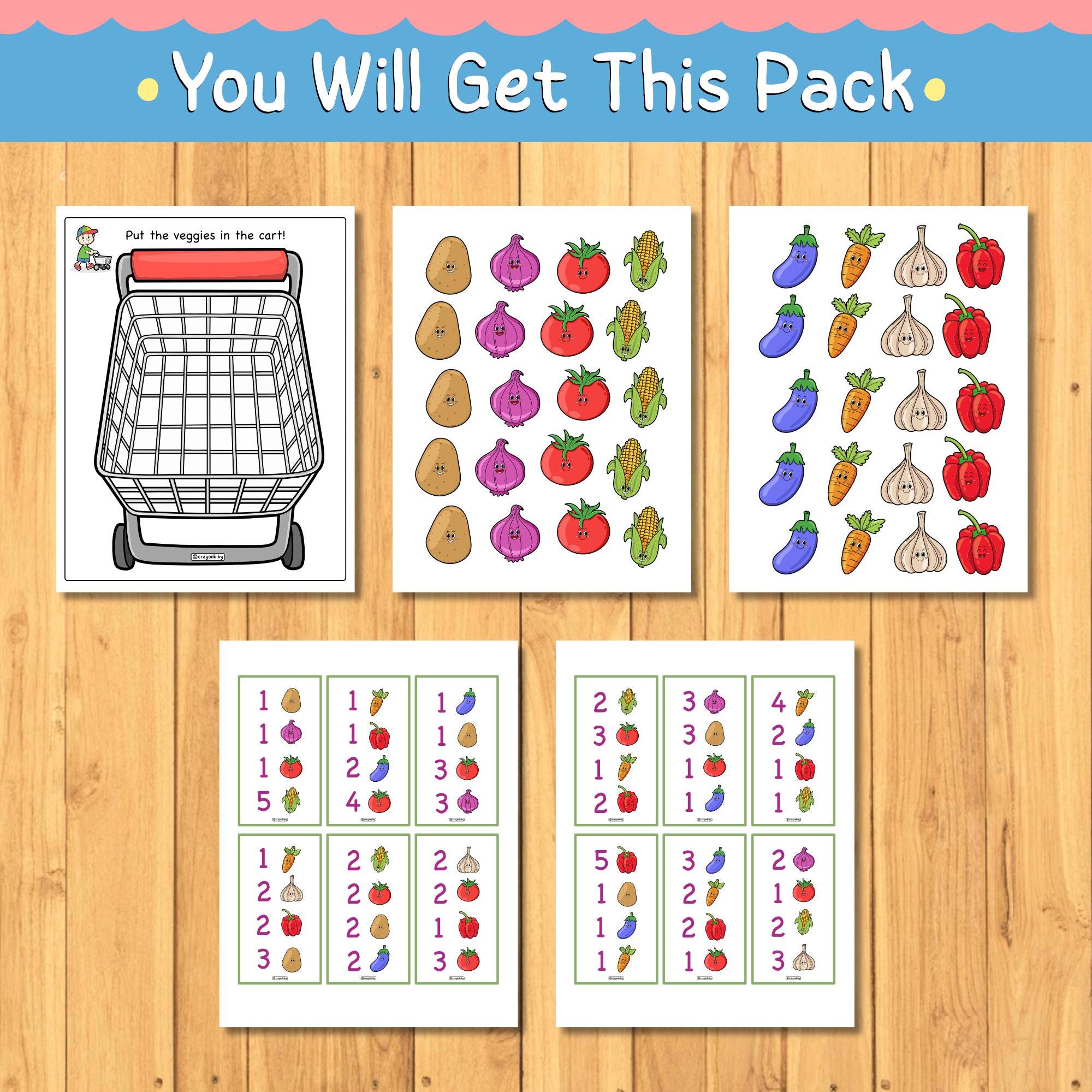 Grocery Shopping Math Game, Vegetable Counting Activity, Toddler ...