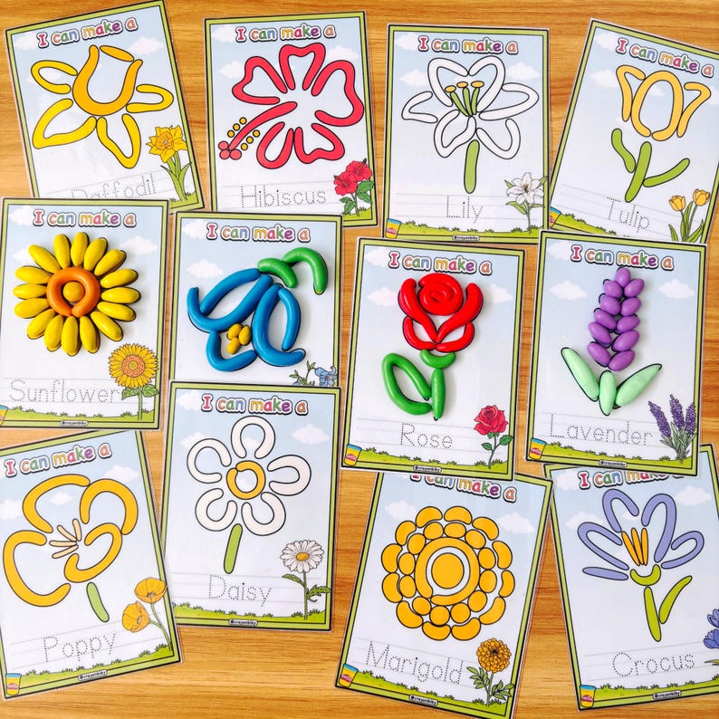 Flower Playdough Mats, Fine Motor Skills Activity (printable PDF) - Etsy