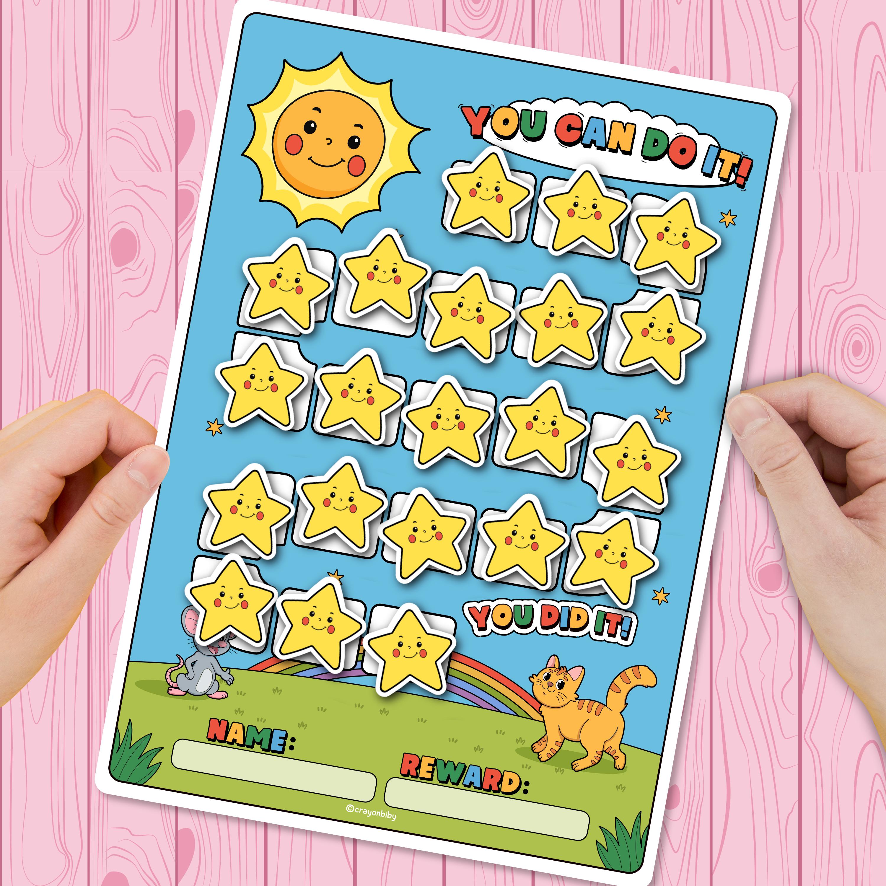 Printable Kids Reward Chart: Star Token Behavior Tracker (digital ...
