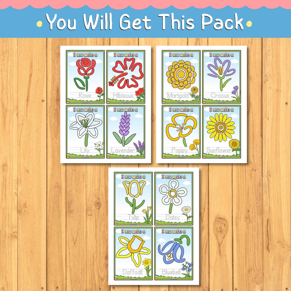 Flower Playdough Mats, Fine Motor Skills Activity (printable PDF) - Etsy