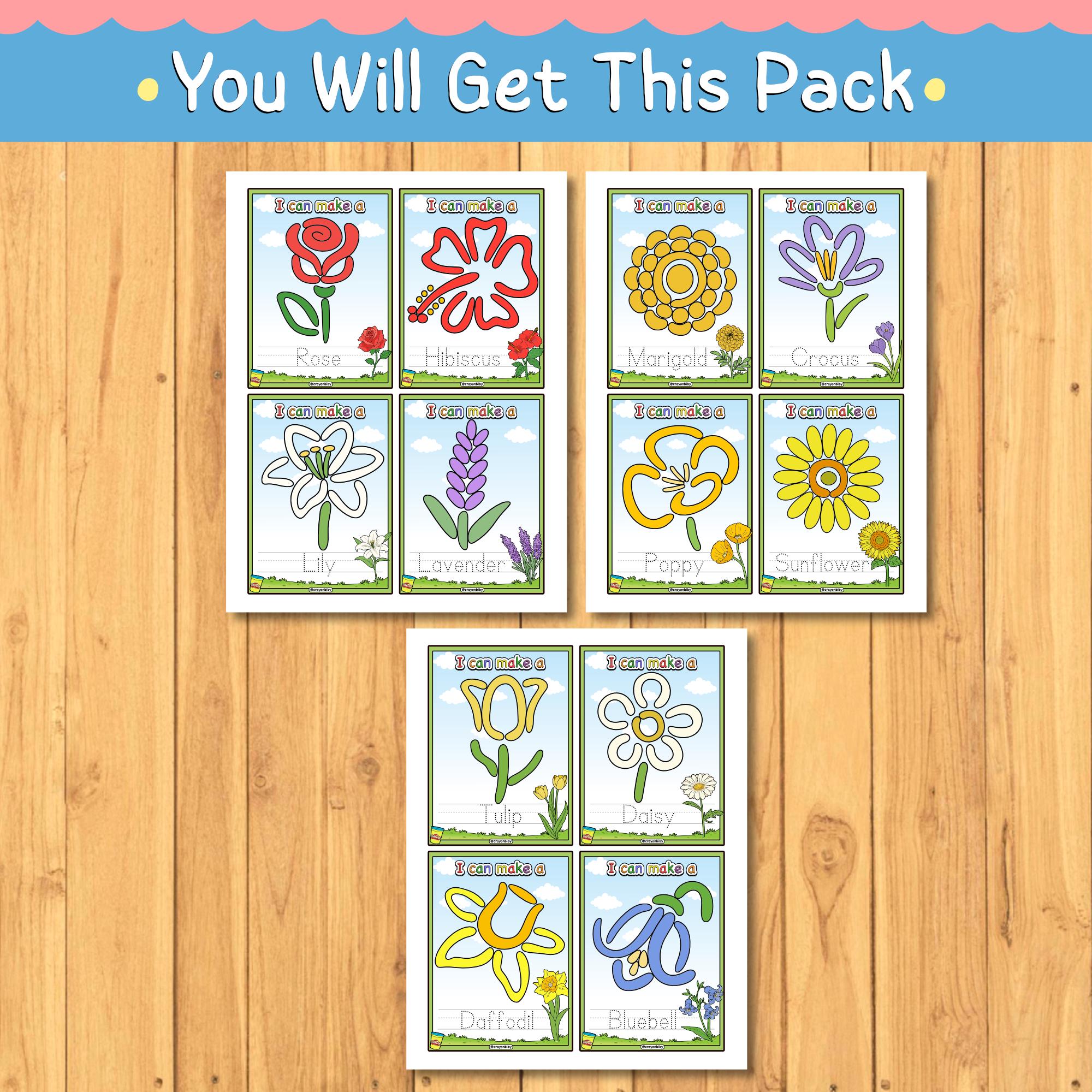 Flower Playdough Mats, Fine Motor Skills Activity (printable PDF) - Etsy