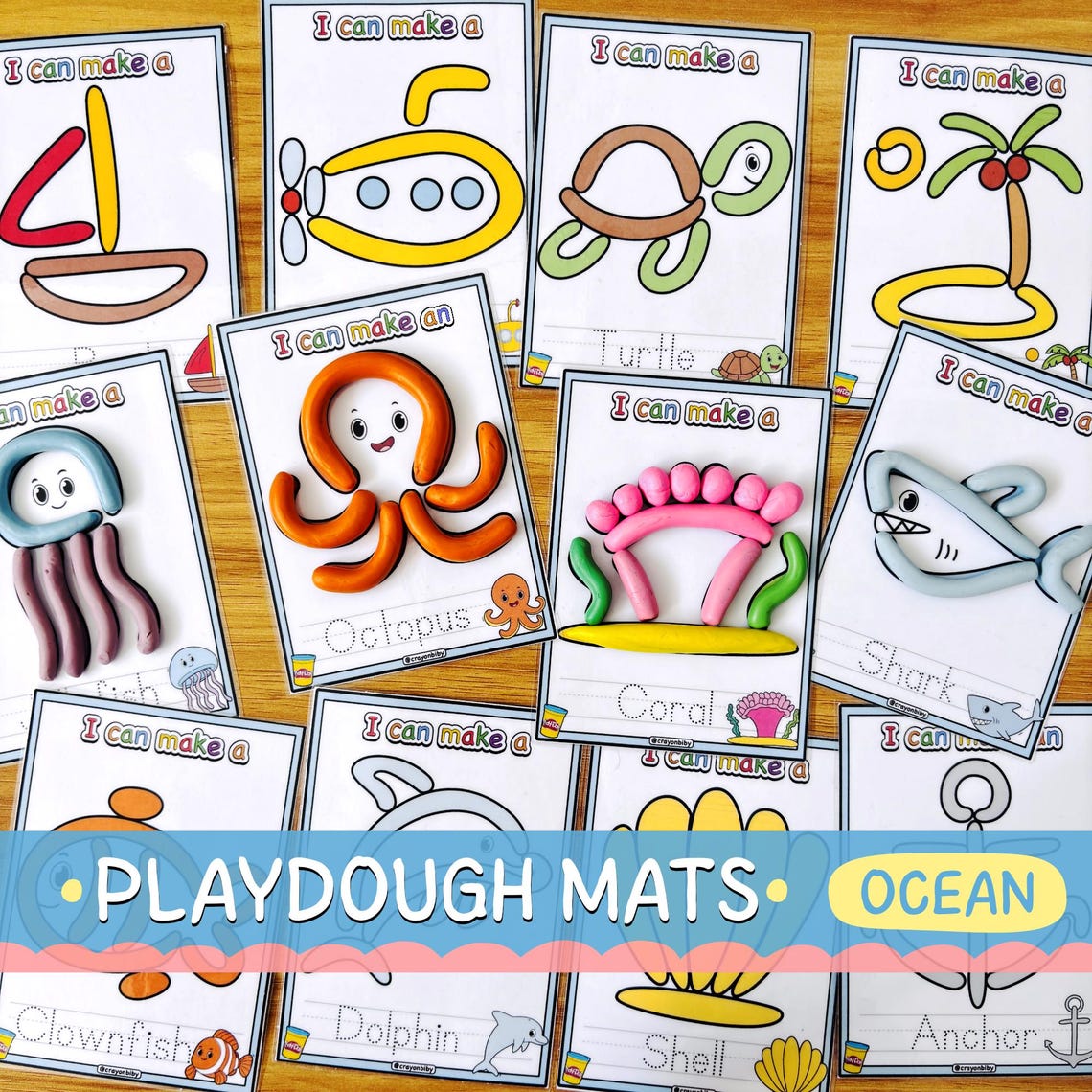 Ocean Playdough Mats, Printable Fine Motor Activity for Kids, Sensory ...