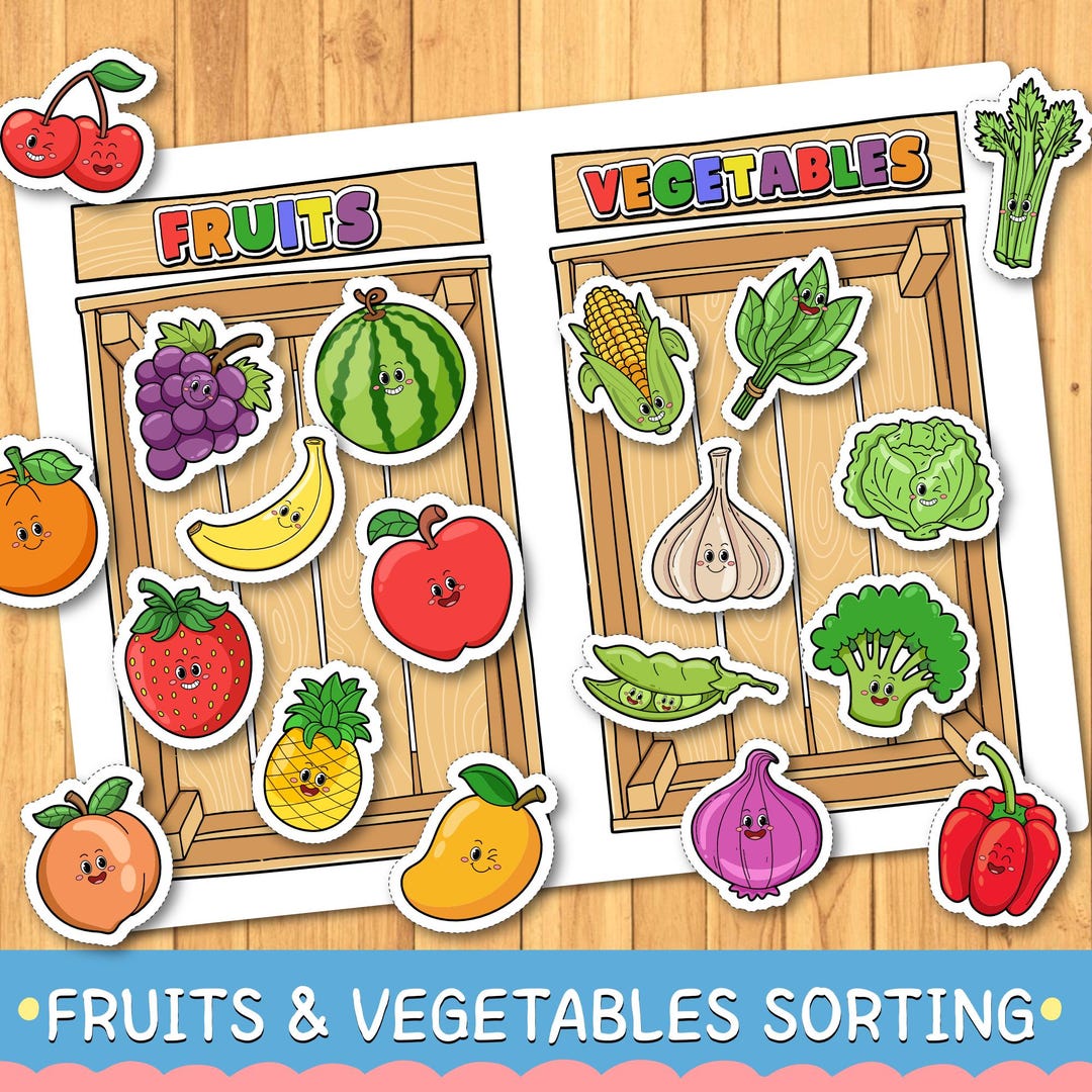 Fruits and Vegetables Sorting Game: Montessori Toddler Activity (PDF ...