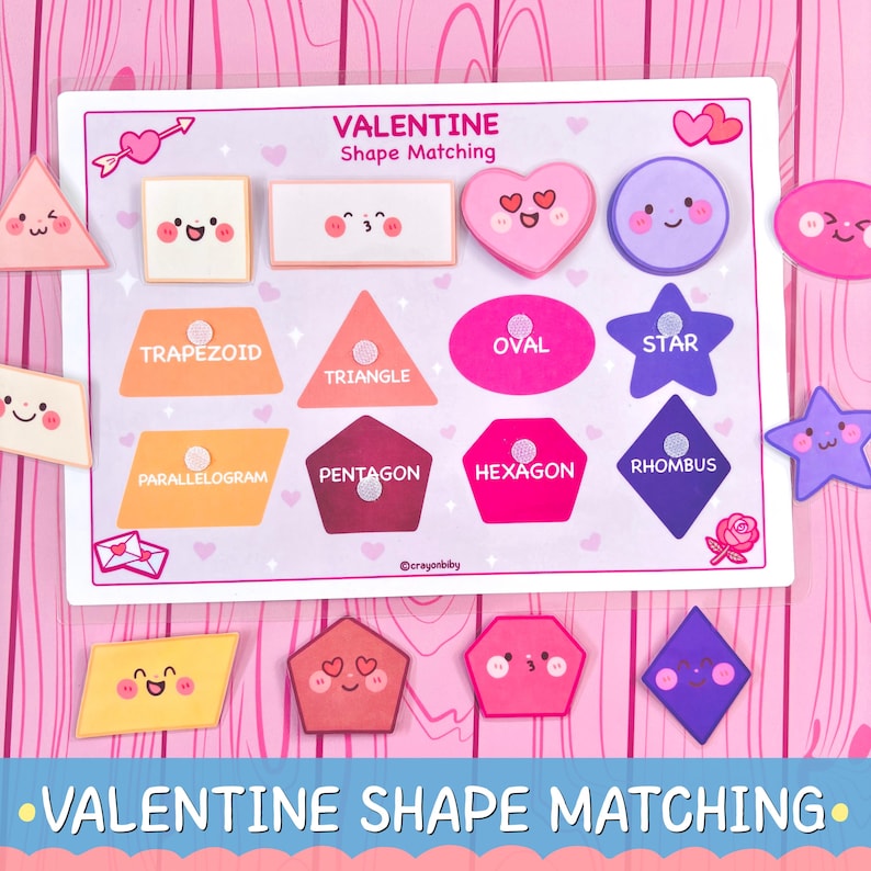 Valentine Shape Matching Printable | Fun Shape Sorting Activity for ...