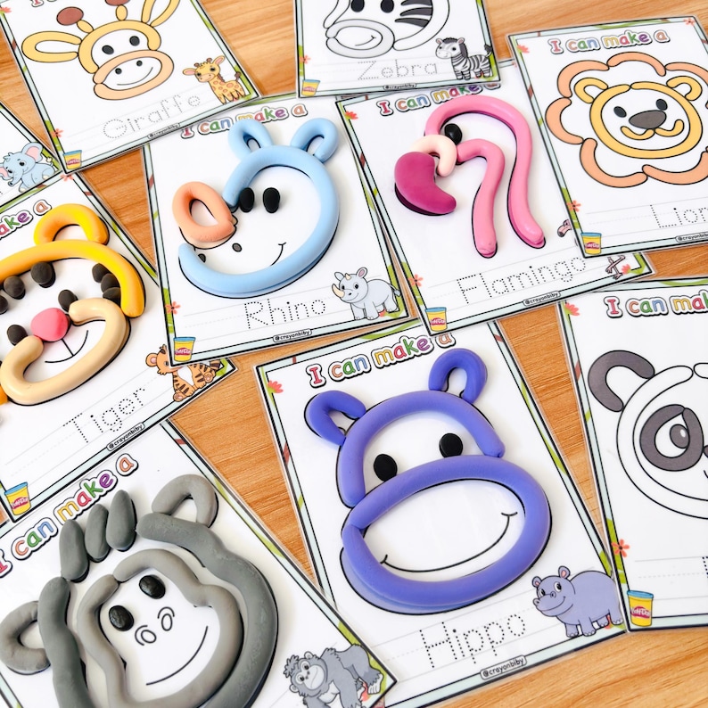 Zoo Play Dough Mats Printable, Toddler Animal Activity, Preschool ...