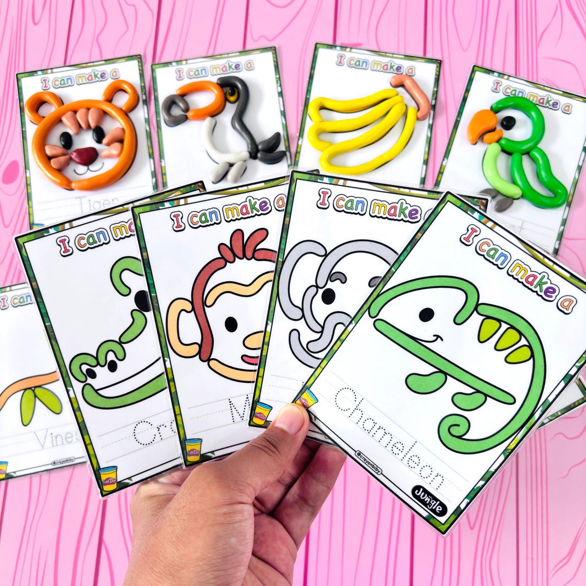 Jungle Play Dough Mats Printable | Fine Motor Jungle Animal Activity ...