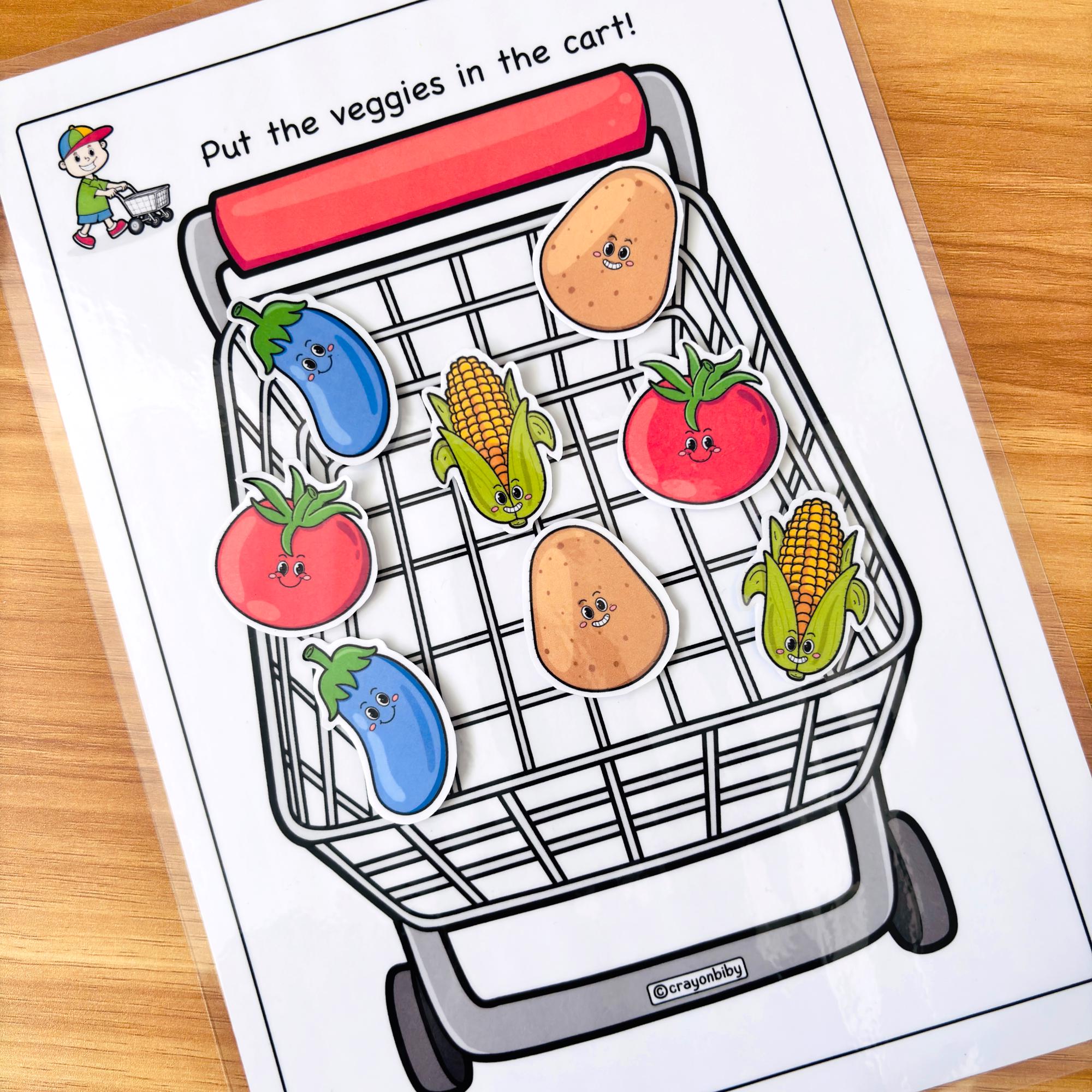 Grocery Shopping Math Game, Vegetable Counting Activity, Toddler ...