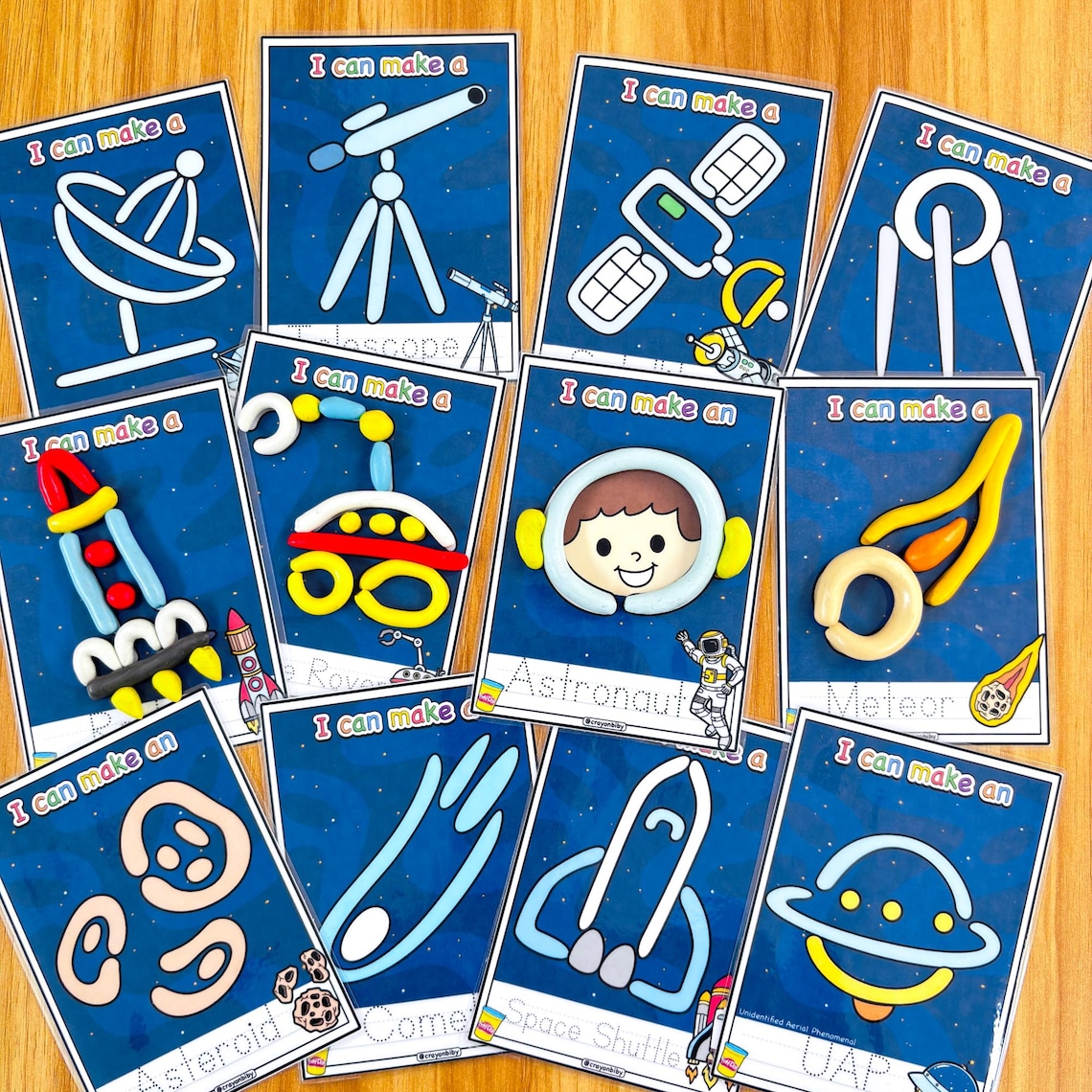 Outer Space Playdough Mats for Kids, Space Theme Fine Motor Activity ...