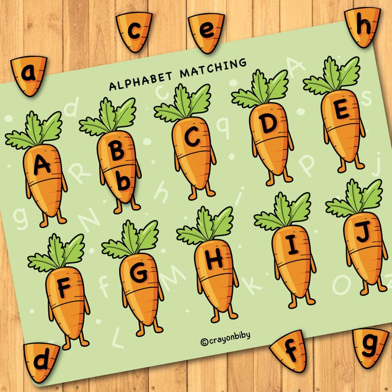 Carrot Alphabet Matching Game: Preschool Letter Recognition Activity ...