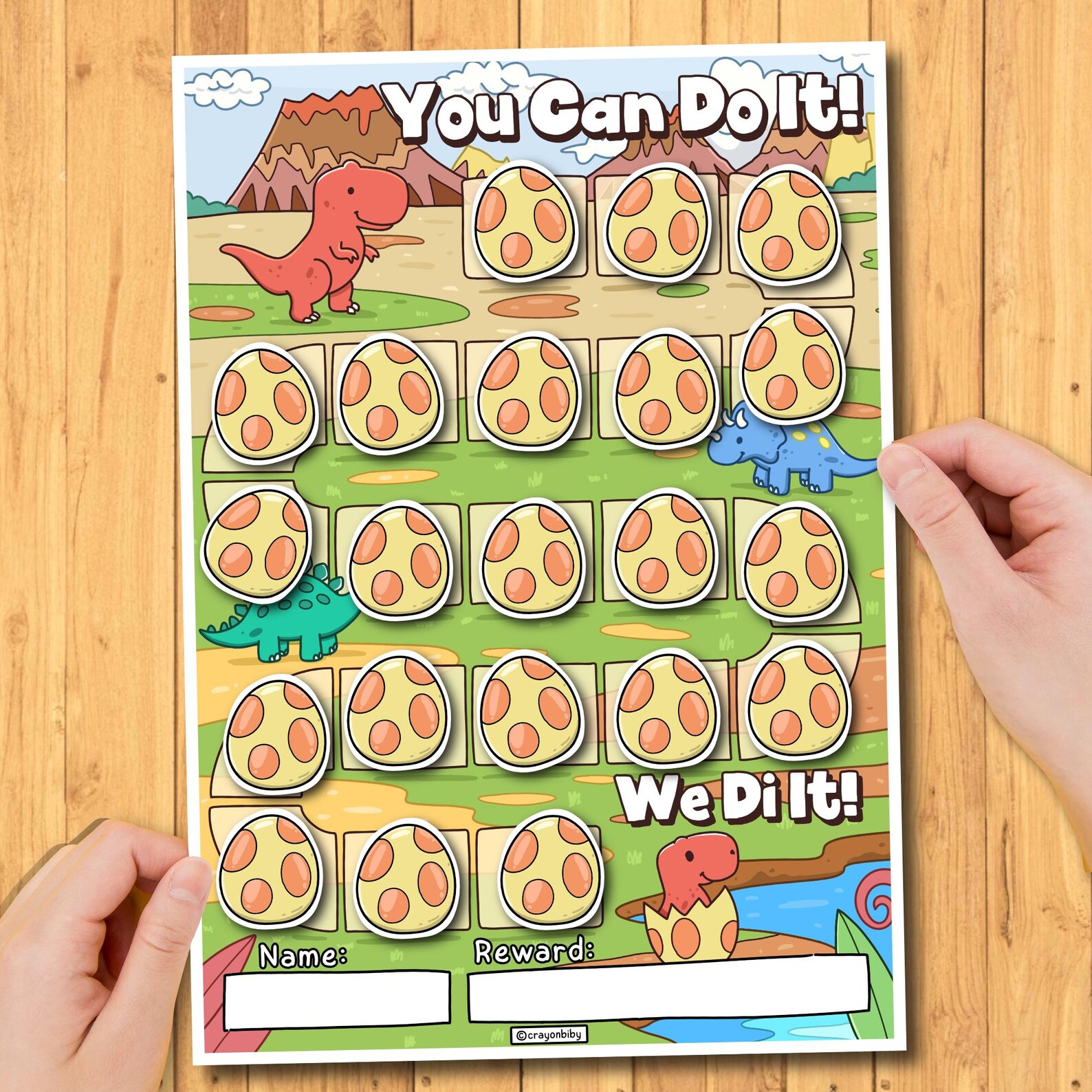 Dinosaur Reward Chart Printable Behavior Tracker for Kids Dino Egg ...